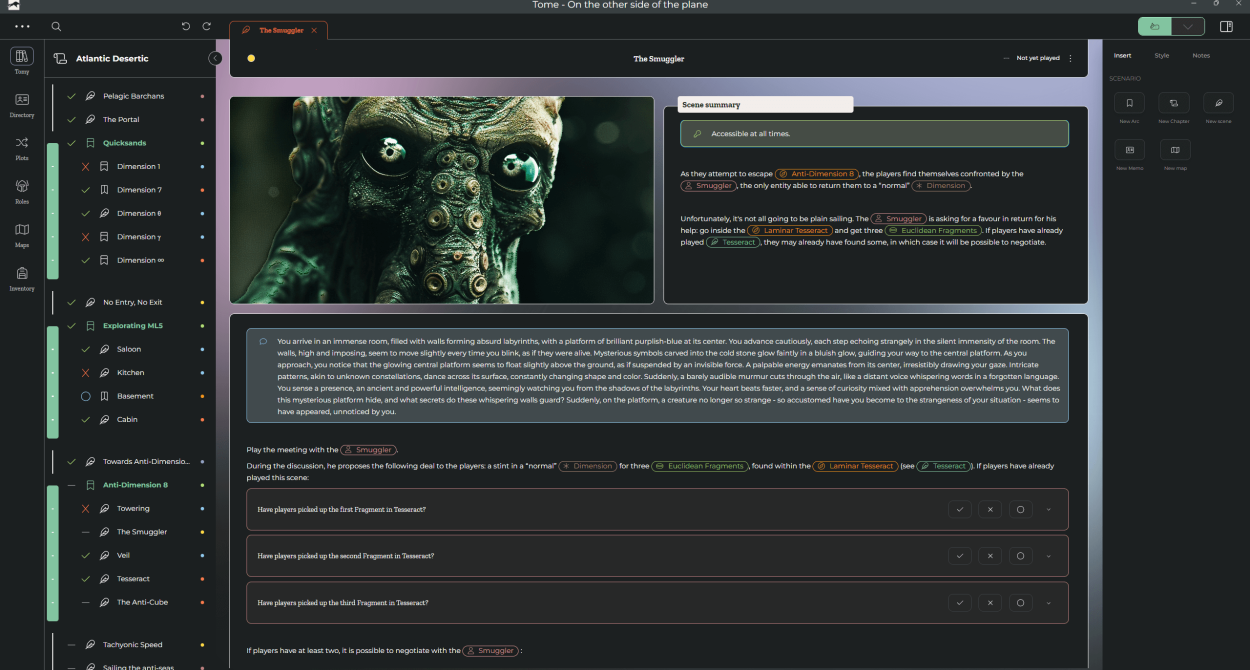 Tome • Storytelling Dashboard for Roleplaying